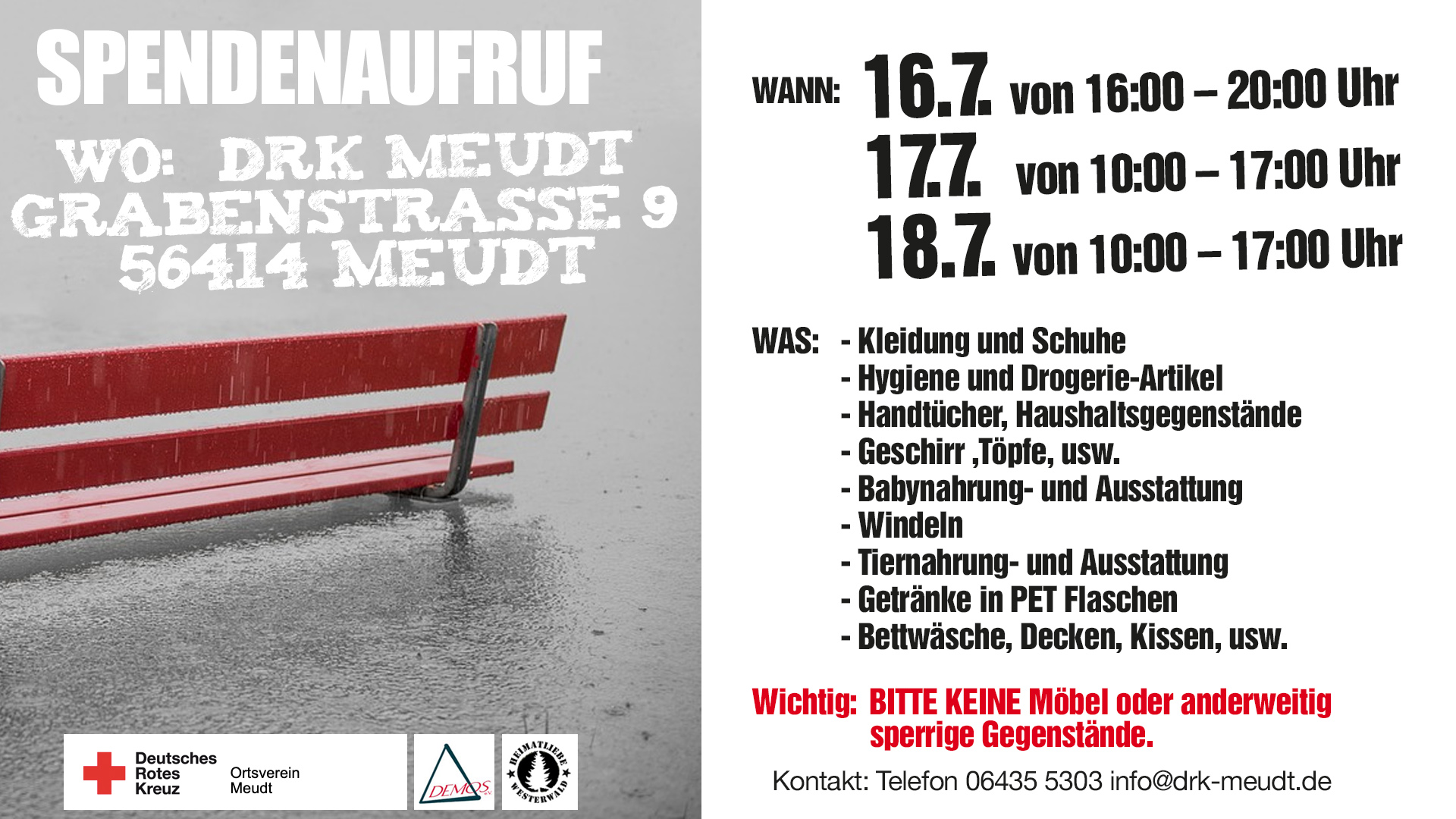 Spendenaufruf Hochwasser – Hahn am See